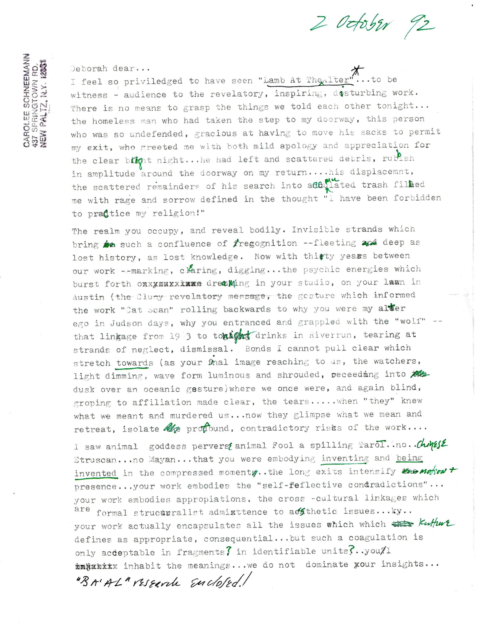 Carolee Schneemann Oral History — Deborah Hay in conversation with ...